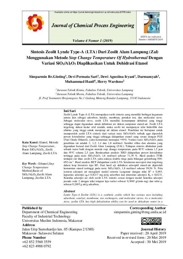 (PDF) Sintesis ZeolitT Lynde Type-A (LTA) Dari Zeolit Alam Lampung (ZAL ...
