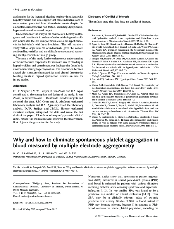 (PDF) Why and how to eliminate spontaneous platelet aggregation in ...