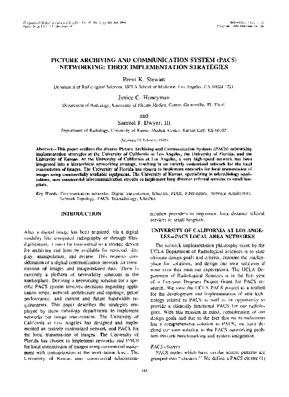 (PDF) Picture Archiving and Communication System (PACS) networking: Three implementation strategies