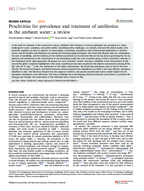 (PDF) Proclivities for prevalence and treatment of antibiotics in the ...