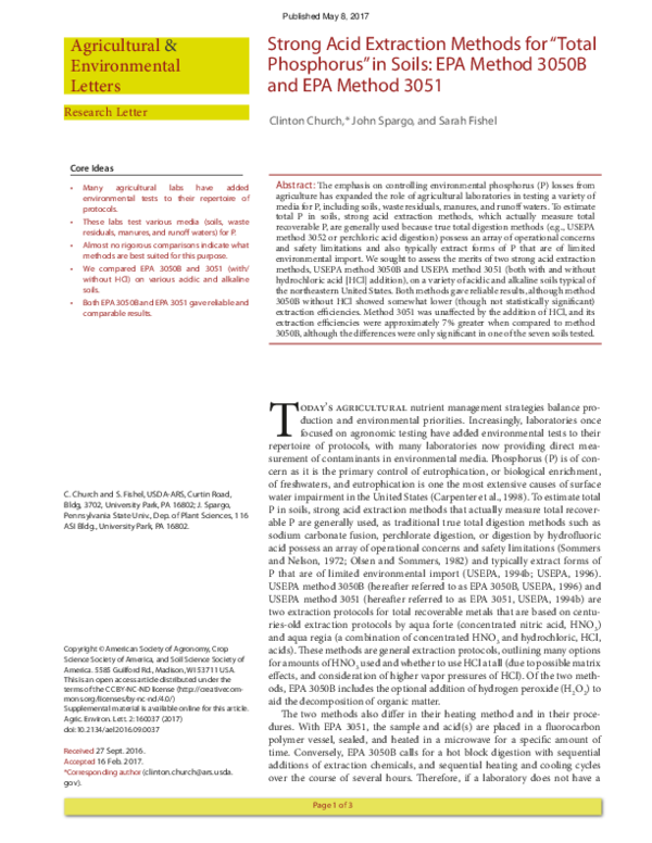 (PDF) Strong Acid Extraction Methods for “Total Phosphorus” in Soils ...