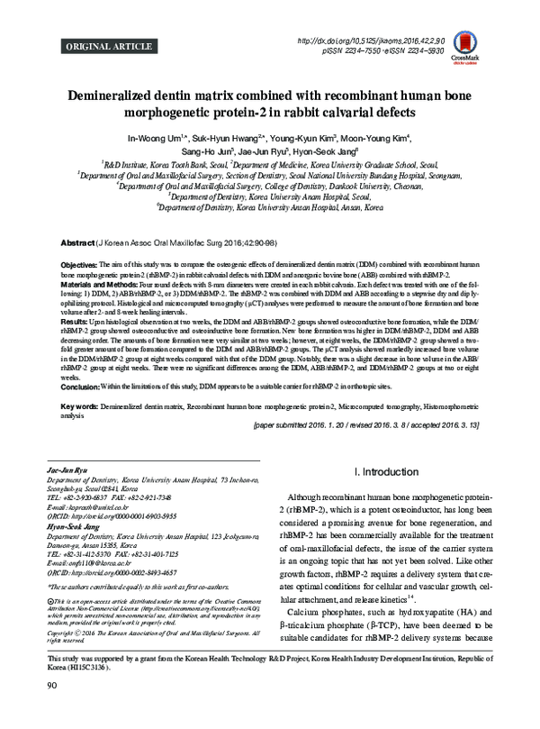 (PDF) Demineralized dentin matrix combined with recombinant human bone ...