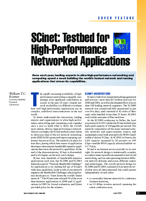 (PDF) SCinet: Testbed for high-performance networked applications