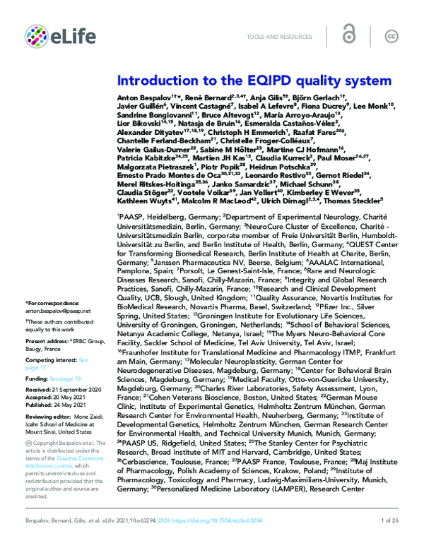 (PDF) Introduction to the EQIPD quality system
