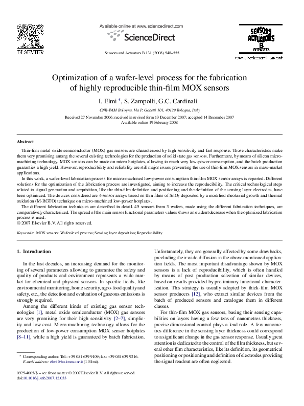 (PDF) Optimization of a wafer-level process for the fabrication of ...