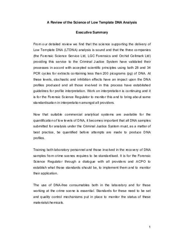 (PDF) A Review of the Science of Low Template DNA Analysis