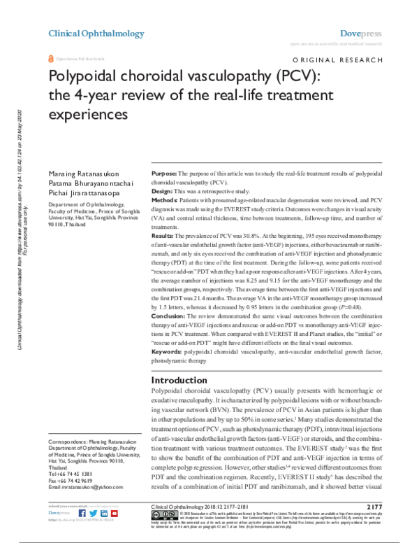 (PDF) Polypoidal choroidal vasculopathy (PCV): the 4-year review of the ...