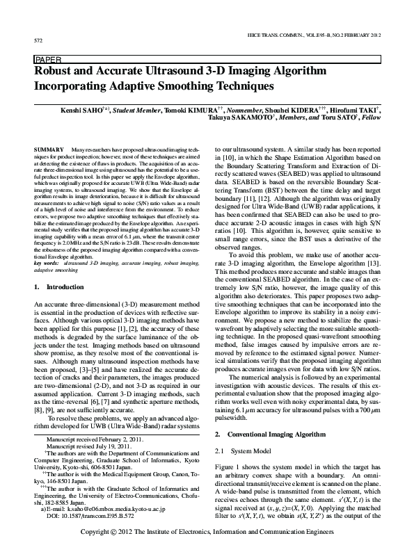 (PDF) Robust and Accurate Ultrasound 3-D Imaging Algorithm ...