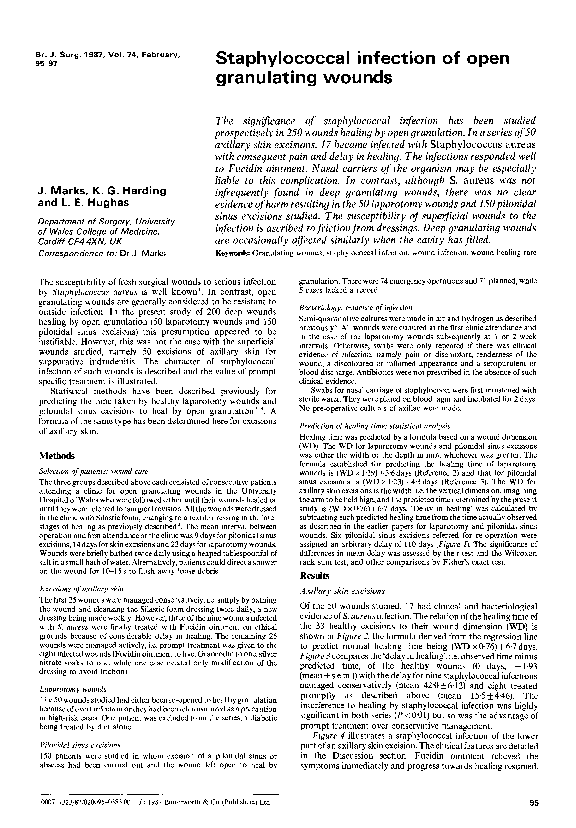(PDF) Staphylococcal infection of open granulating wounds