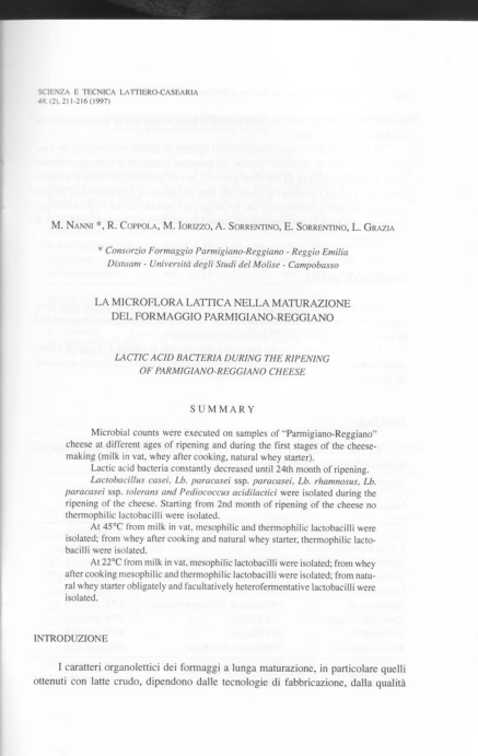 (PDF) La microflora lattica nella maturazione del formaggio Parmigiano ...