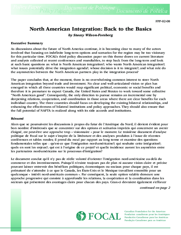 (PDF) North American Integration-Back to the Basics