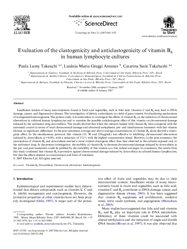 (PDF) Evaluation of the clastogenicity and anticlastogenicity of ...