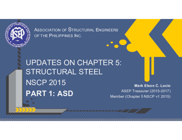 (PDF) UPDATES ON CHAPTER 5: STRUCTURAL STEEL NSCP 2015 PART 1: ASD