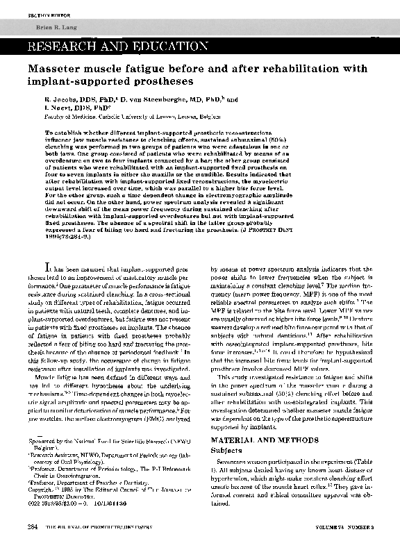 (PDF) Masseter muscle fatigue before and after rehabilitation with ...