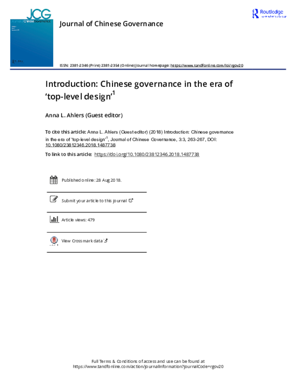 (PDF) Introduction: Chinese governance in the era of ‘top-level design ...