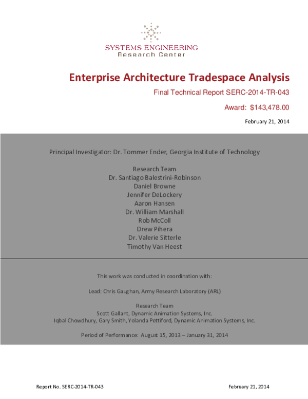 (PDF) Enterprise Architecture Tradespace Analysis