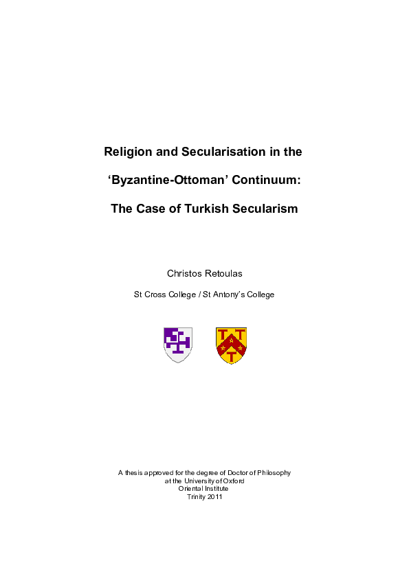 (DOC) Religion and Secularisation in the ‘Byzantine-Ottoman’ Continuum ...