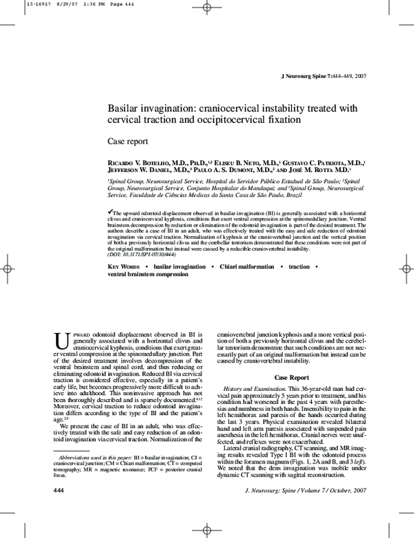 (PDF) Cervical Traction in Treating Basilar Invagination with Instability