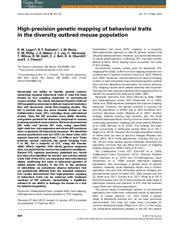 (PDF) High-precision genetic mapping of behavioral traits in the ...