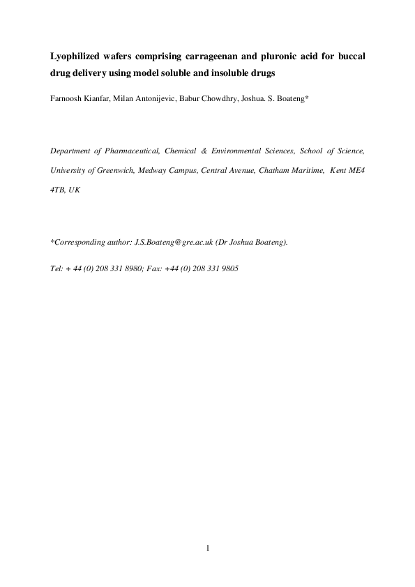 (PDF) Lyophilized wafers comprising carrageenan and pluronic acid for ...