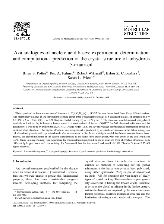 (PDF) Aza analogues of nucleic acid bases: experimental determination ...