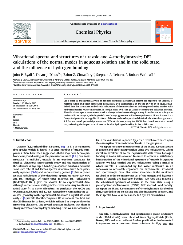 (PDF) Vibrational spectra and structures of urazole and 4-methylurazole ...