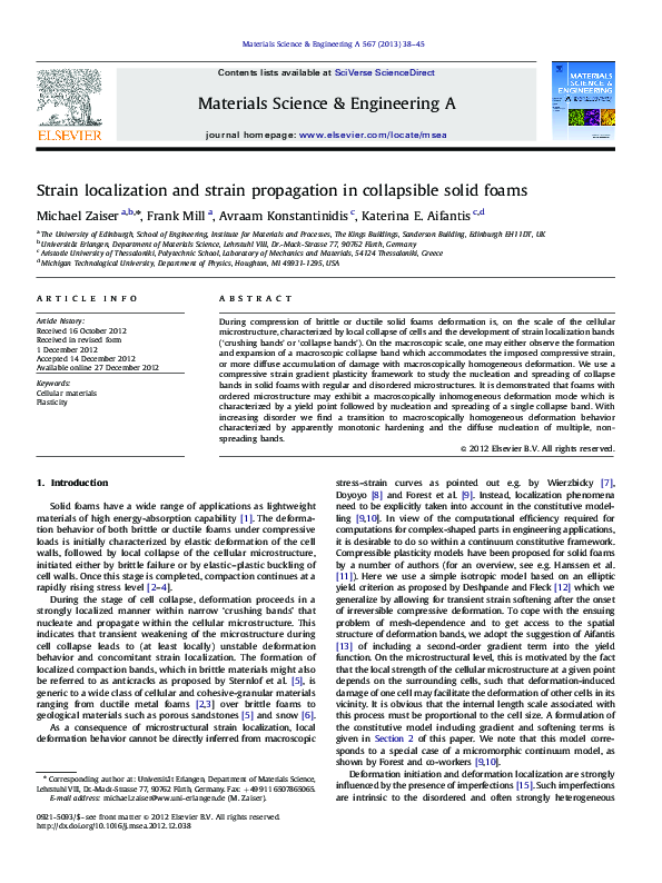 (PDF) Strain localization and strain propagation in collapsible solid foams