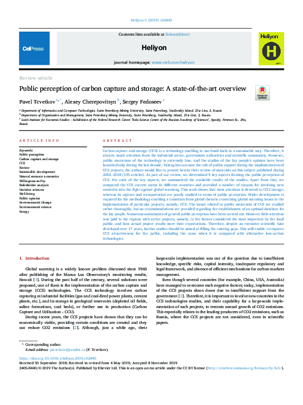(PDF) Public perception of carbon capture and storage (CCS): A review