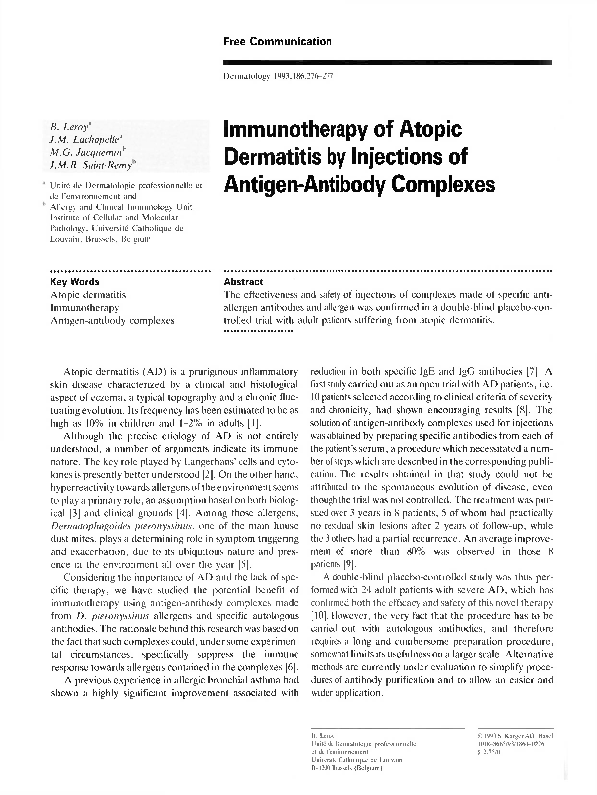 (PDF) Immunotherapy of Atopic Dermatitis by Injections of Antigen ...