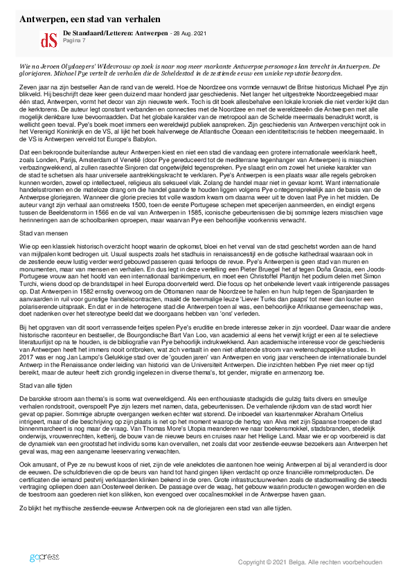 (PDF) Michael Pye. Antwerpen. De gloriejaren