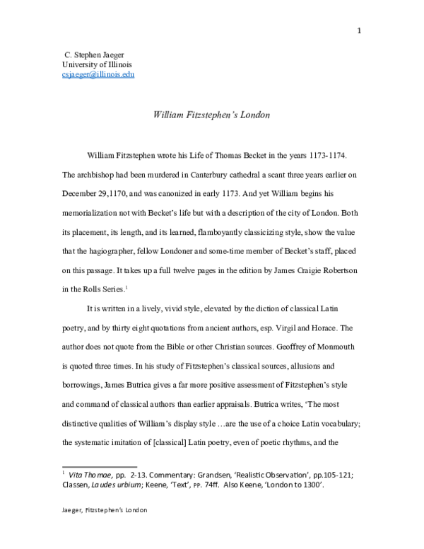 (DOC) William Fitzstephen's London
