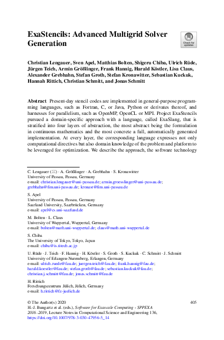 (PDF) ExaStencils: Advanced Multigrid Solver Generation
