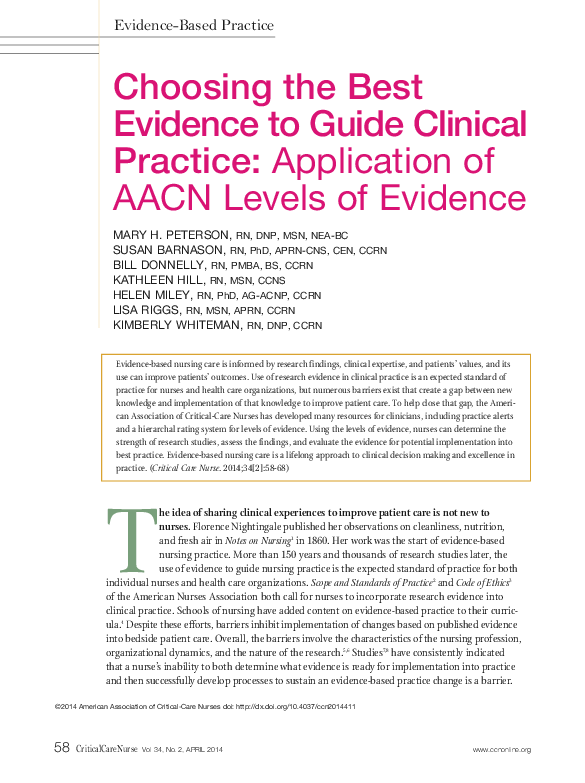 (PDF) Choosing the Best Evidence to Guide Clinical Practice ...