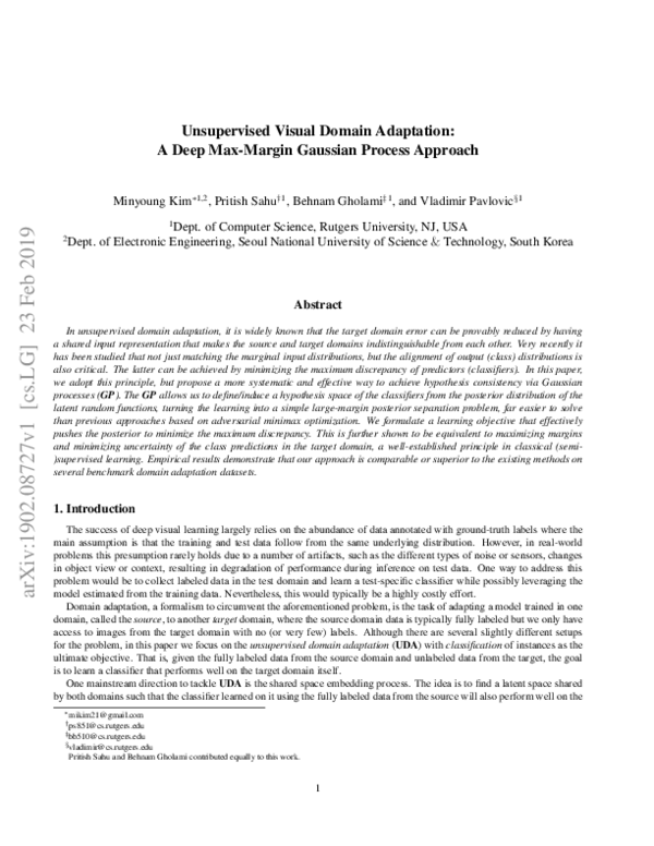 Pdf Unsupervised Visual Domain Adaptation A Deep Max Margin Gaussian Process Approach