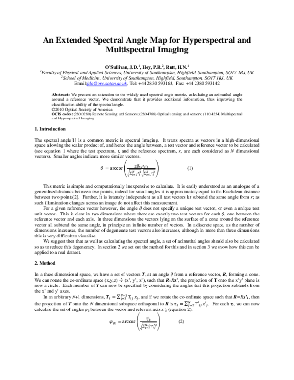 (PDF) An Extended Spectral Angle Map for Hyperspectral and ...