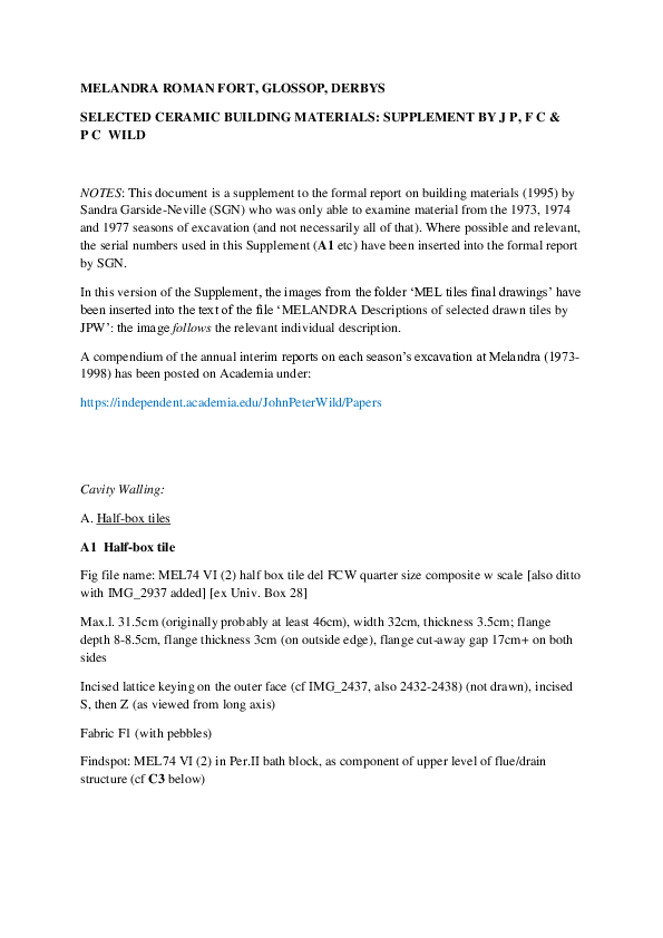(PDF) MELANDRA ROMAN FORT TILES Selection