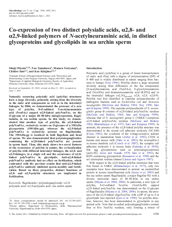 (PDF) Co-expression of two distinct polysialic acids, 2,8- and 2,9-linked polymers of N ...