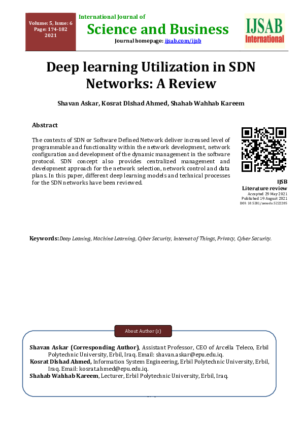 (PDF) Deep learning Utilization in SDN Networks: A Review