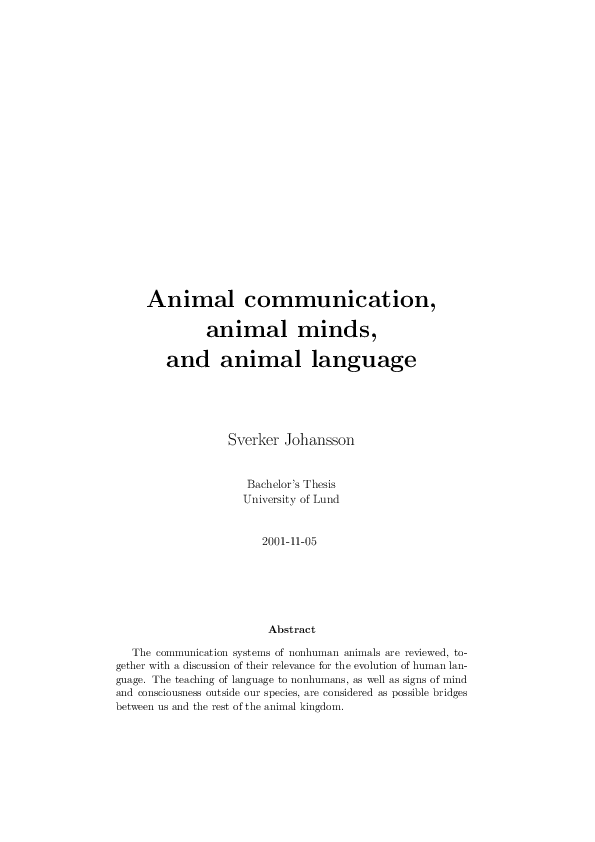 (PDF) Animal communication, animal minds, and animal language