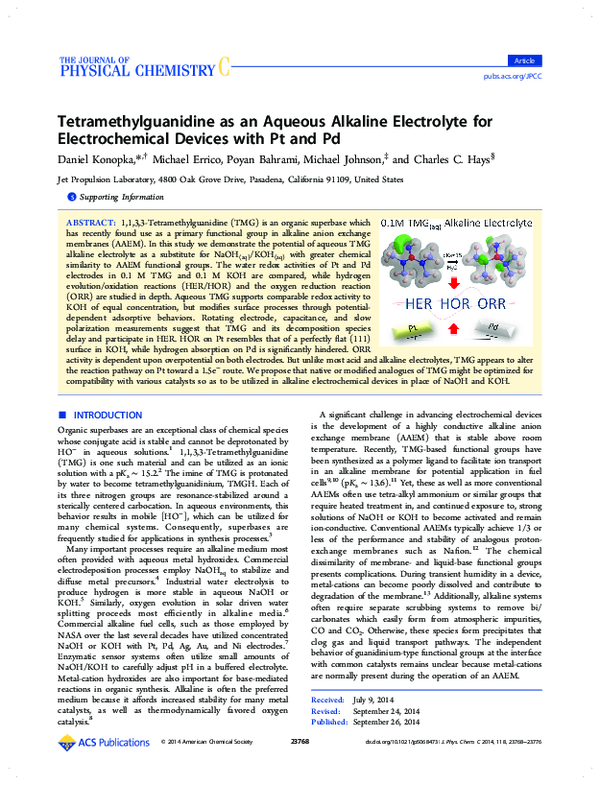 (PDF) Tetramethylguanidine as an Aqueous Alkaline Electrolyte for ...
