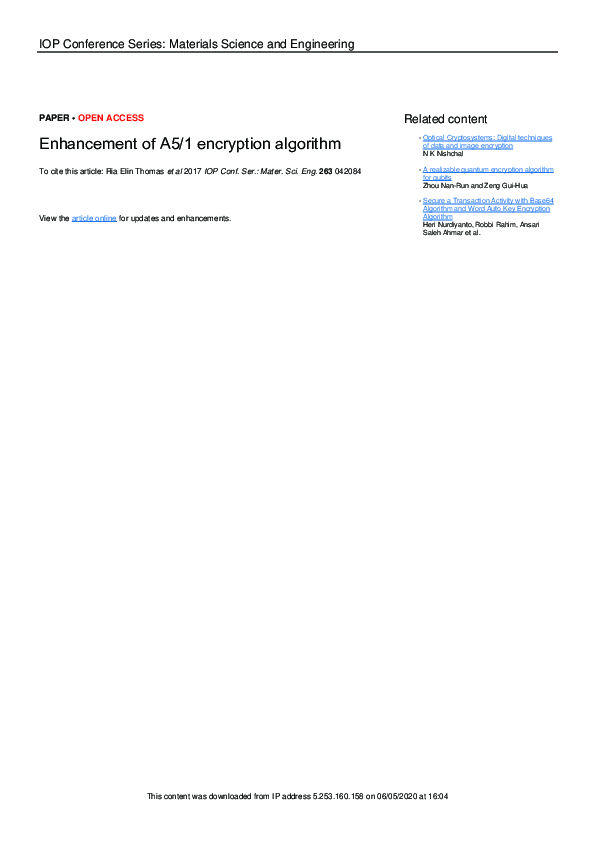 Pdf Enhancement Of A51 Encryption Algorithm 3890
