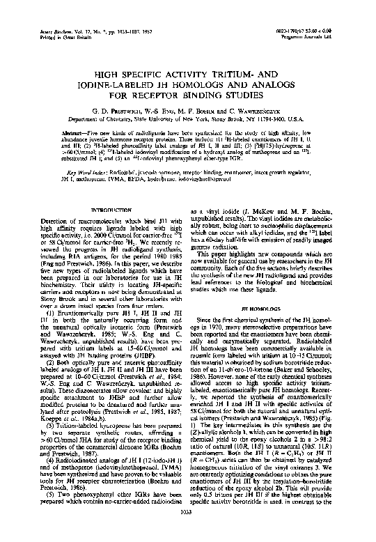 (PDF) High specific activity tritium- and iodine-labeled JH homologs ...