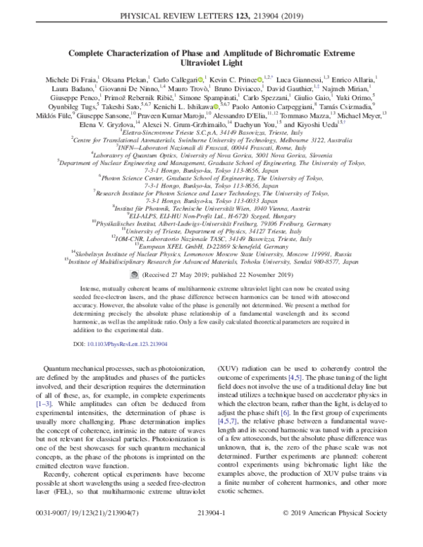 (PDF) Complete Characterization of Phase and Amplitude of Bichromatic ...
