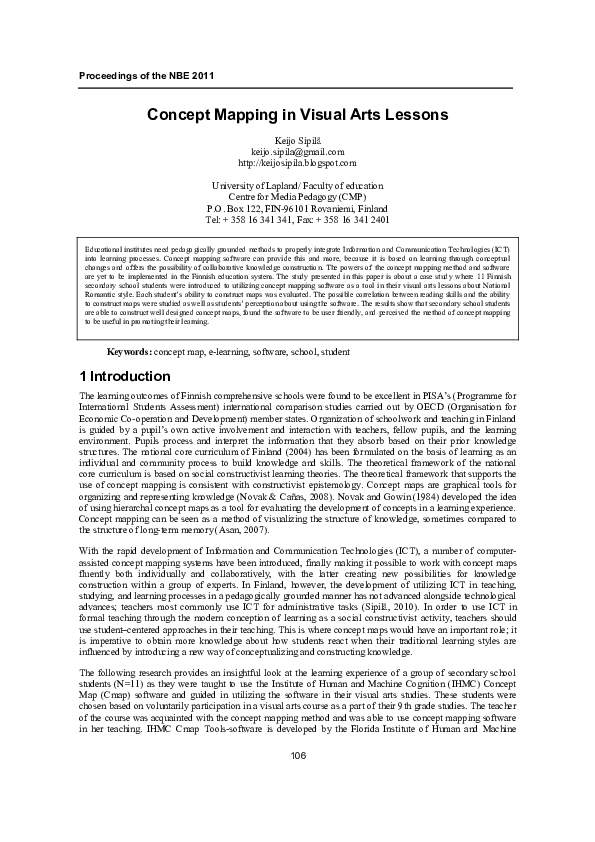 (PDF) Concept Mapping in Visual Arts Lessons