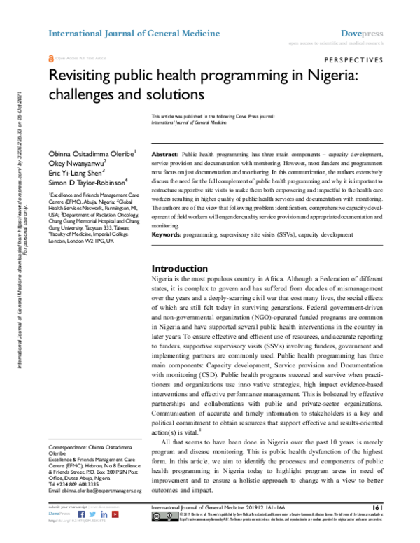 (PDF) Revisiting public health programming in Nigeria: challenges and ...
