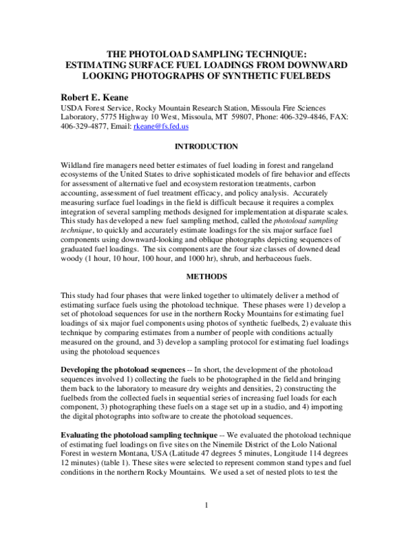 (PDF) The photoload sampling technique: estimating surface fuel ...