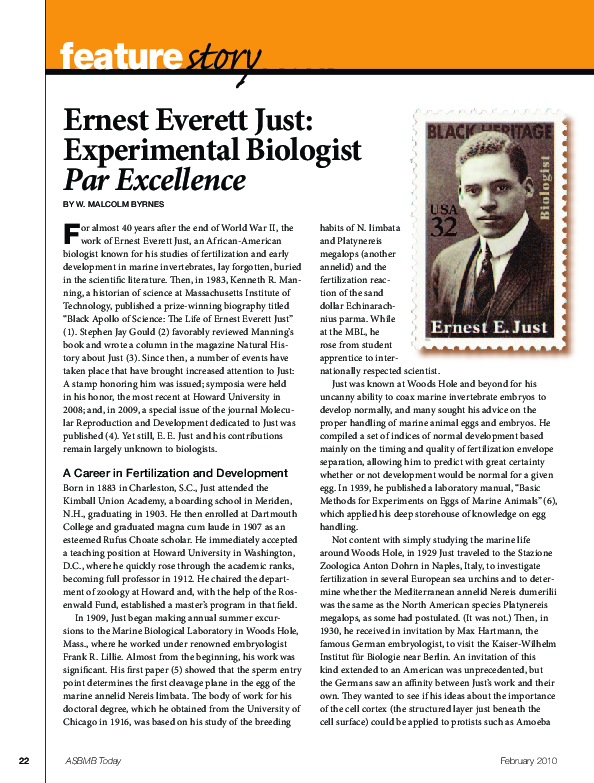(PDF) Ernest Everett Just: Experimental Biologist Par Excellence