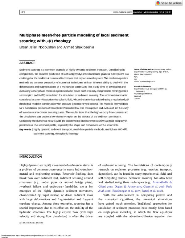 (PDF) Multiphase mesh-free particle modeling of local sediment scouring with μ(I) rheology