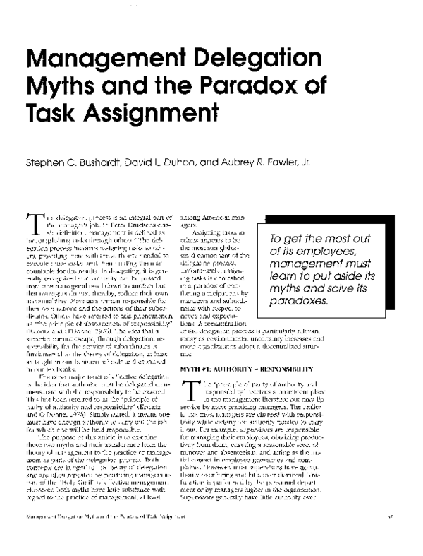 (PDF) Management delegation myths and the paradox of task assignment