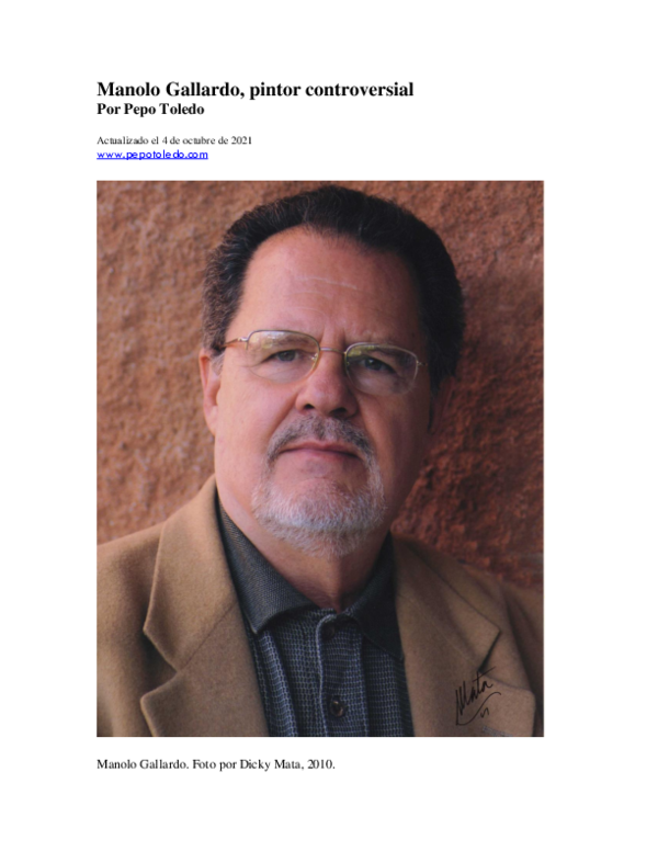 (PDF) Manolo Gallardo, pintor controversial por Pepo Toledo